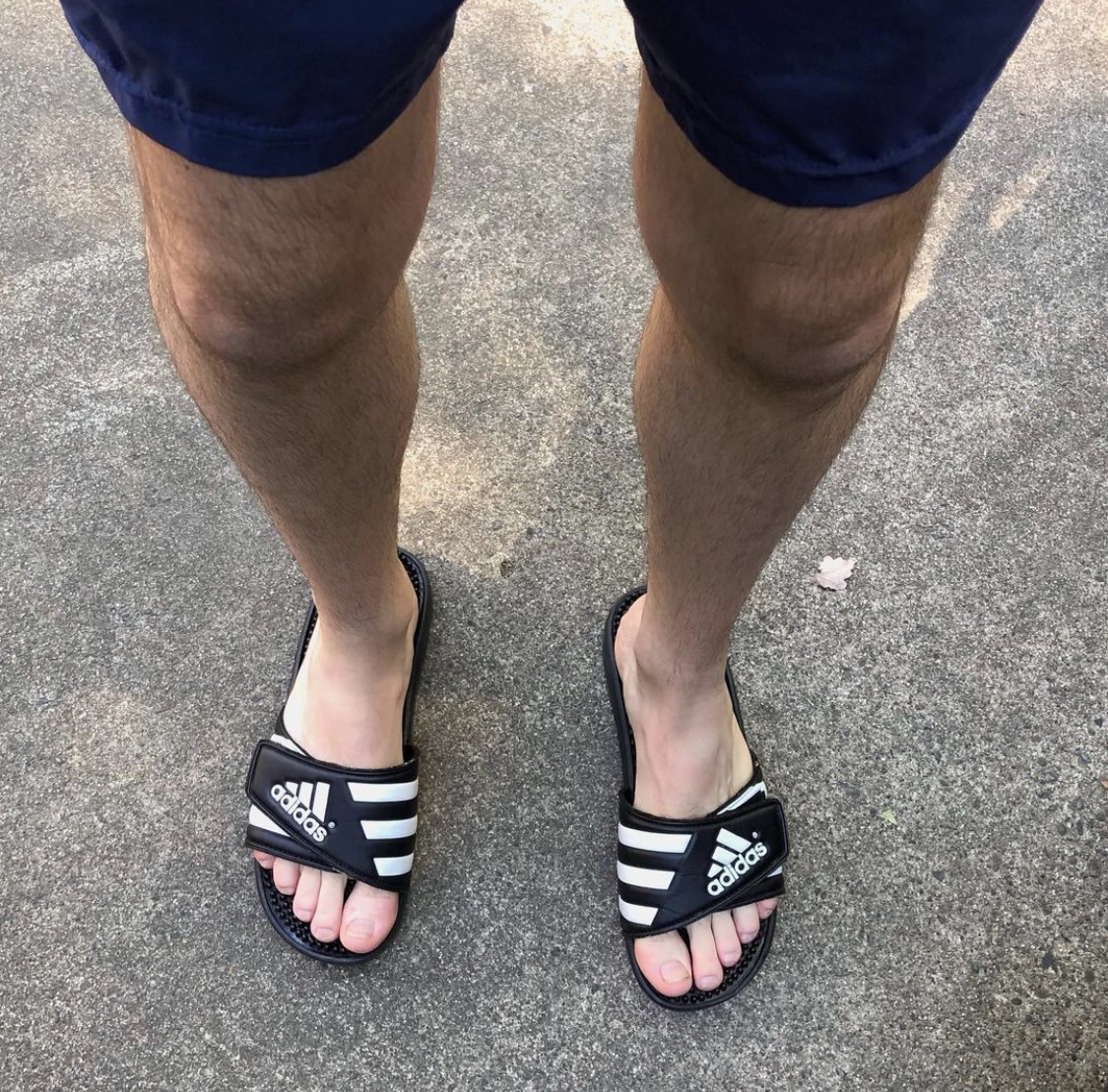 Califootboy shows off his bare legs and feet in Adidas slides - Male ...